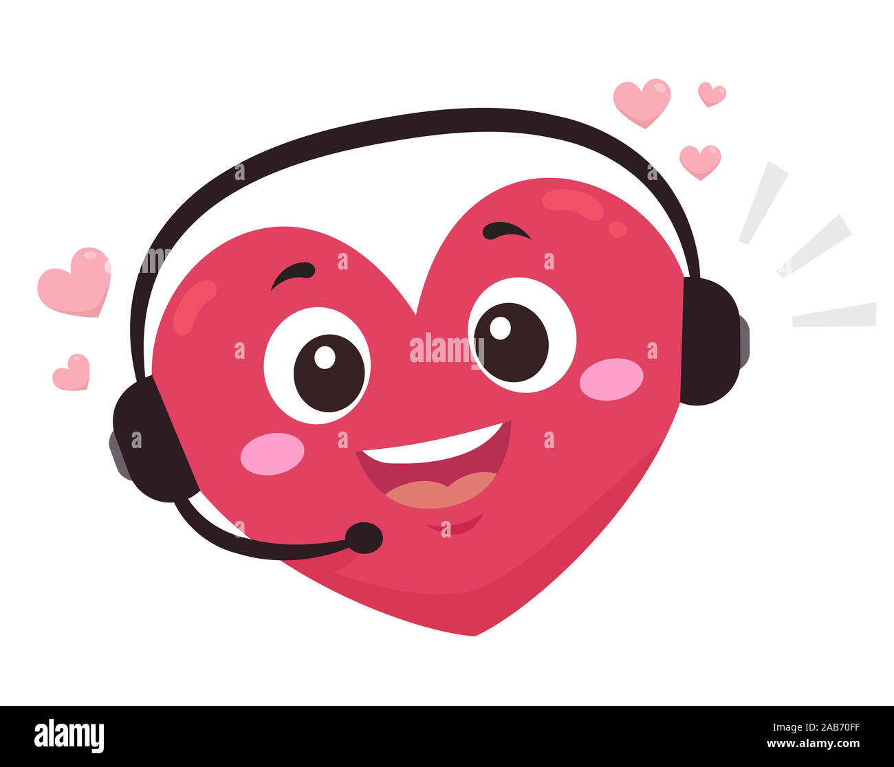 Illustration of a Heart Mascot Wearing a Headset and Smiling. Love ...