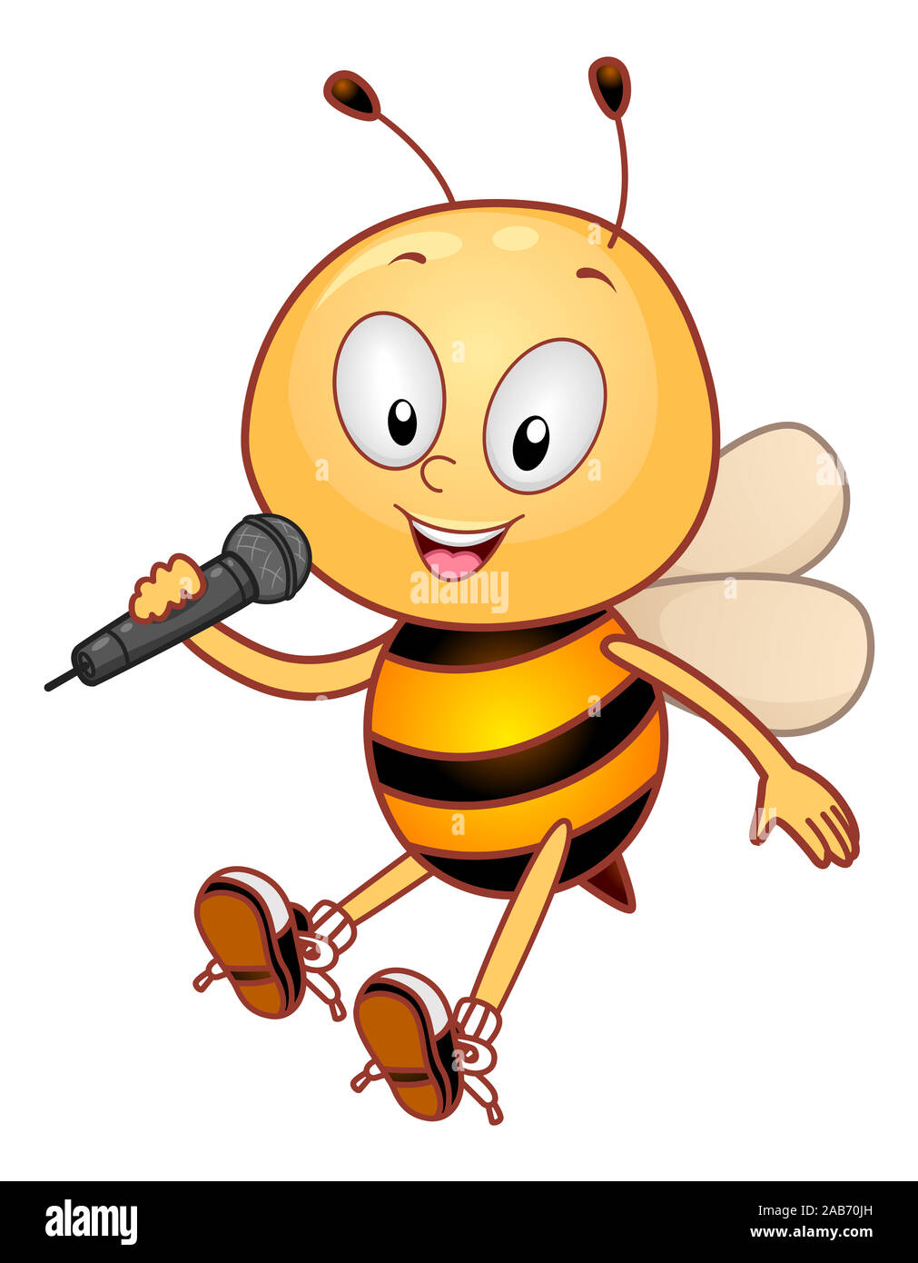 Illustration of a Bee Mascot Holding a Microphone Singing a Song Stock ...