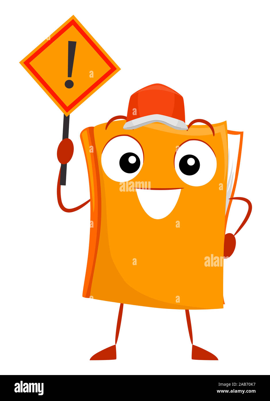 Illustration of a Book Mascot Wearing an Orange Hat and Holding an ...