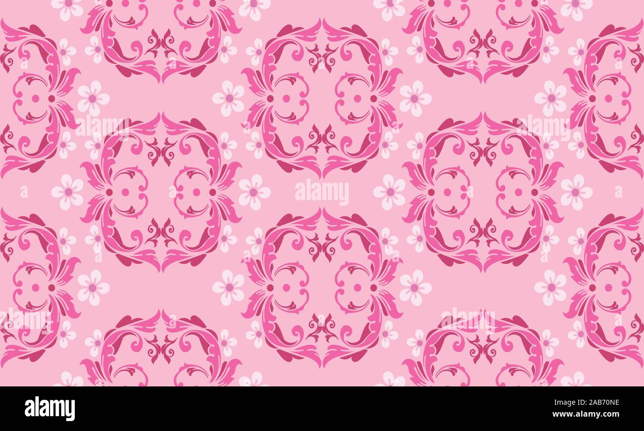 Wallpaper floral pattern, leaf flower on soft pink background Stock ...