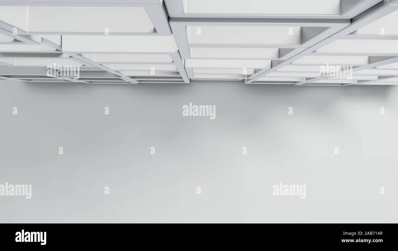 Empty white interior with cube shelves on the wall, 3D rendering Stock ...