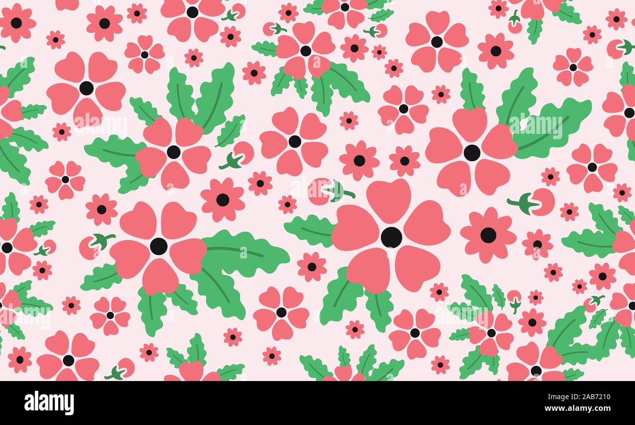 Seamless abstract flower garden pattern background drawing Stock Vector ...