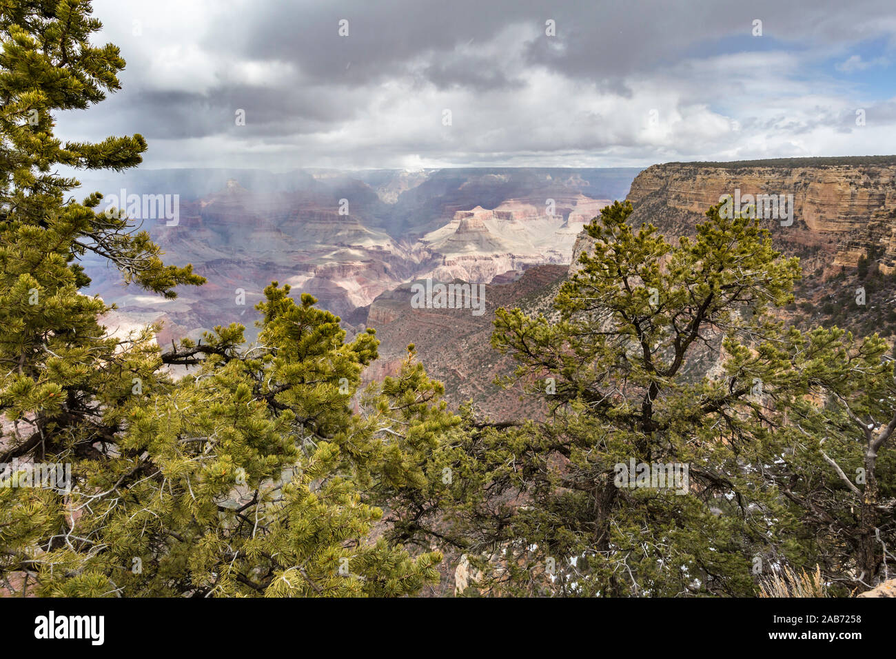 Light winter storm weather over The Grand Canyon in northern Arizona ...