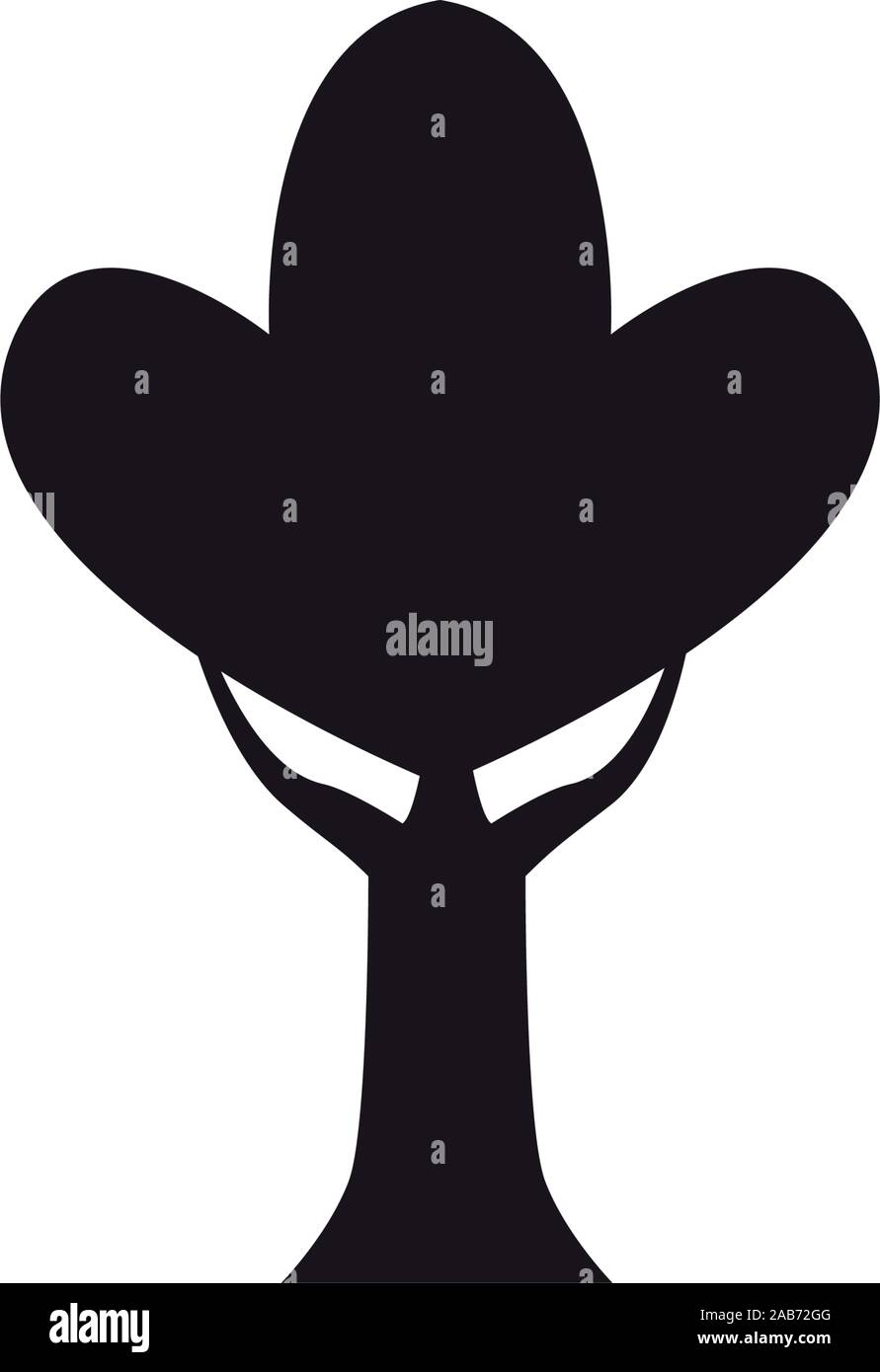 leafy tree natural silhouette style vector illustration design Stock ...