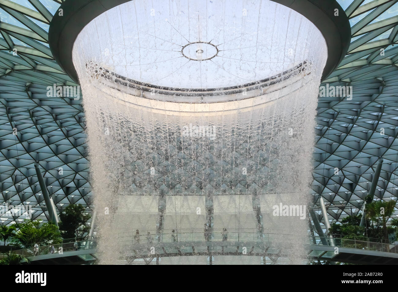 SINGAPORE-12 OCT 2019: The Rain Vortex, a 40m-tall indoor waterfall ...