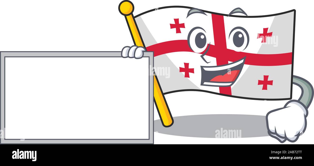 Flag Georgia with board cartoon Character design style Stock Vector ...