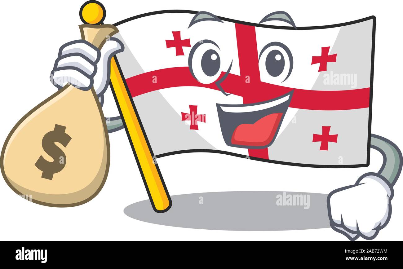 Cute flag georgia cartoon character smiley with money bag Stock Vector ...