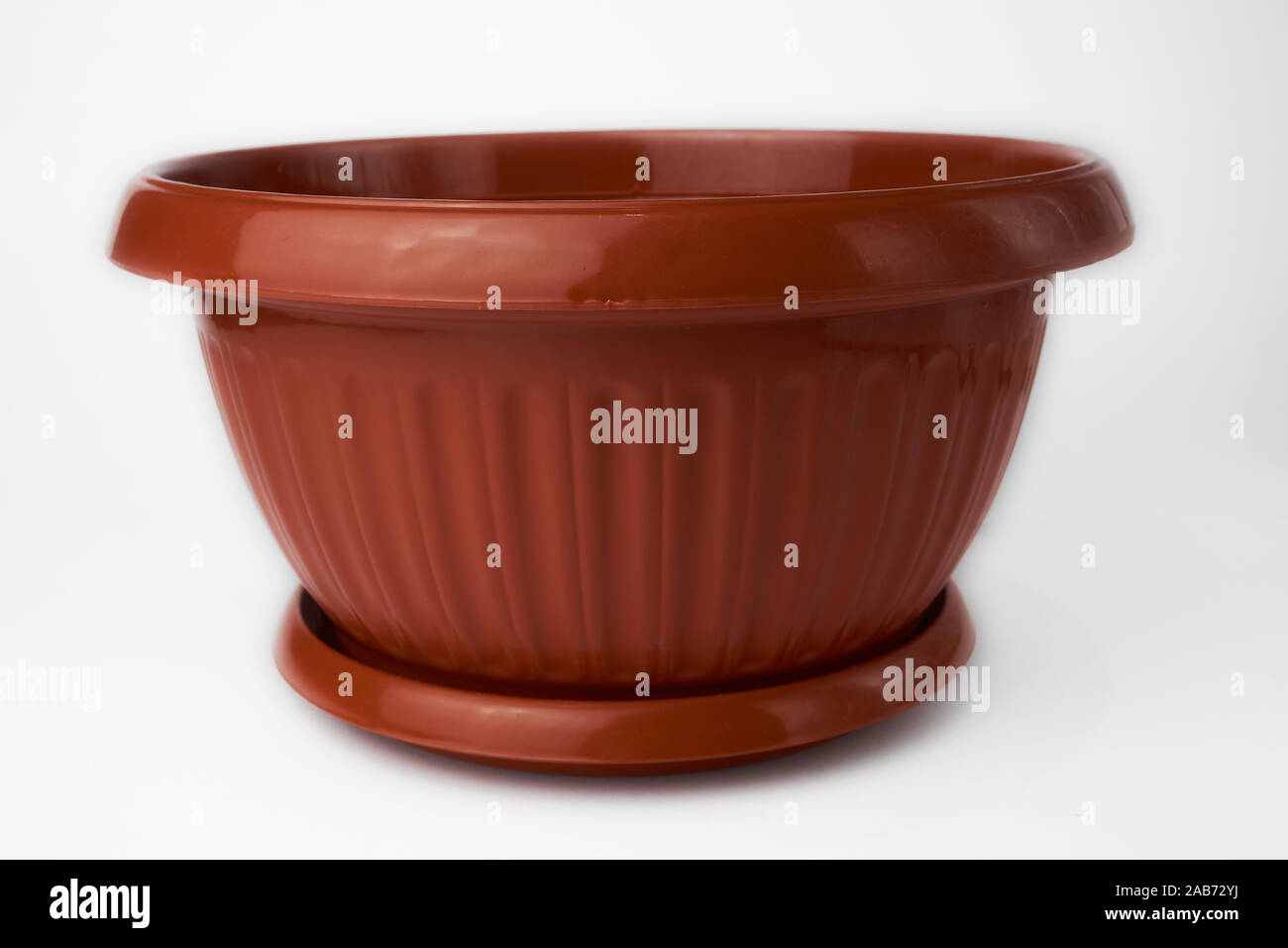 Brown plastic flower pot isolated on white background - image Stock ...
