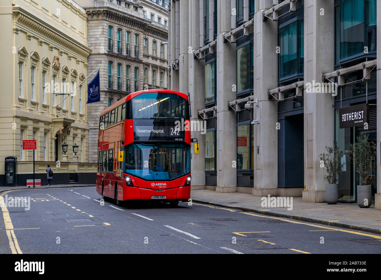 London, England - January 14, 2018: Famous red double decker ...