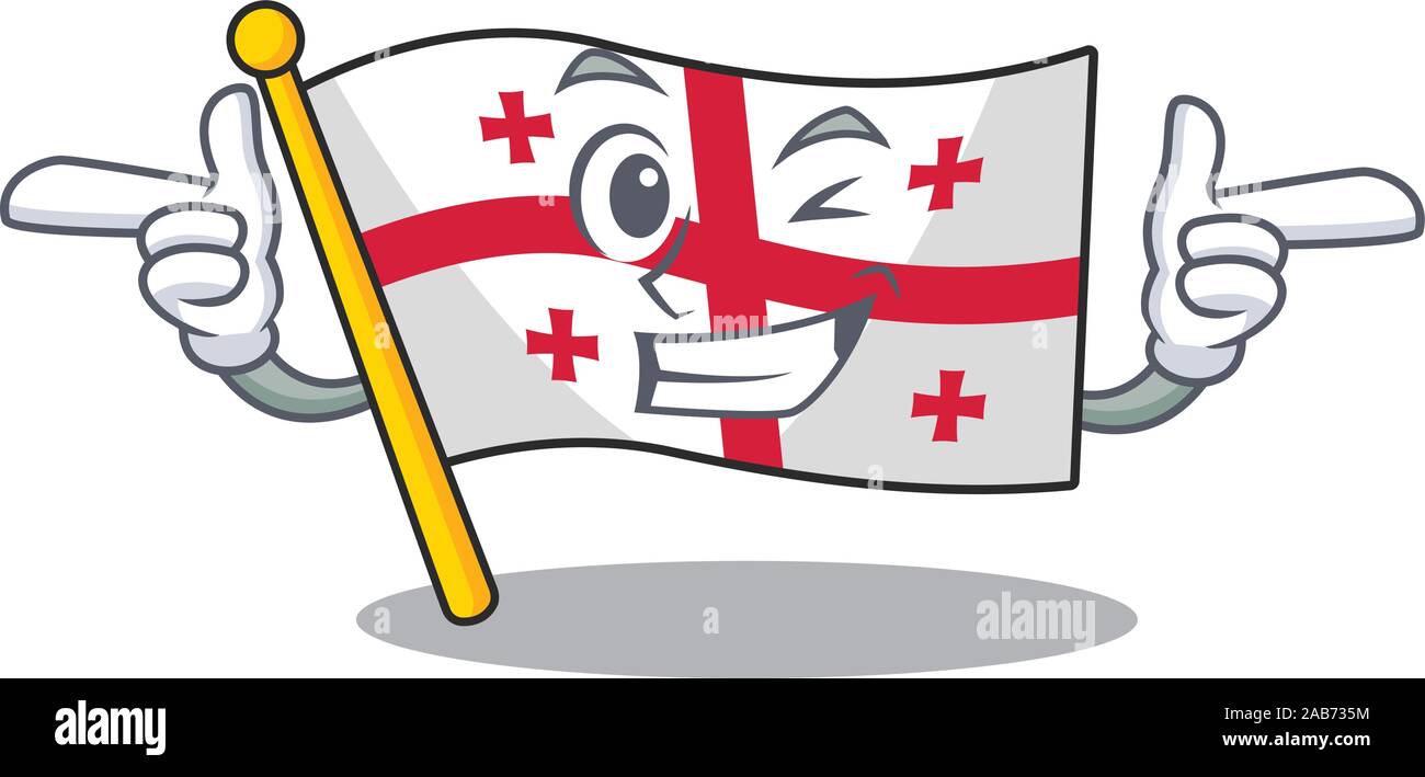 Funny flag georgia mascot cartoon style with Wink eye Stock Vector ...