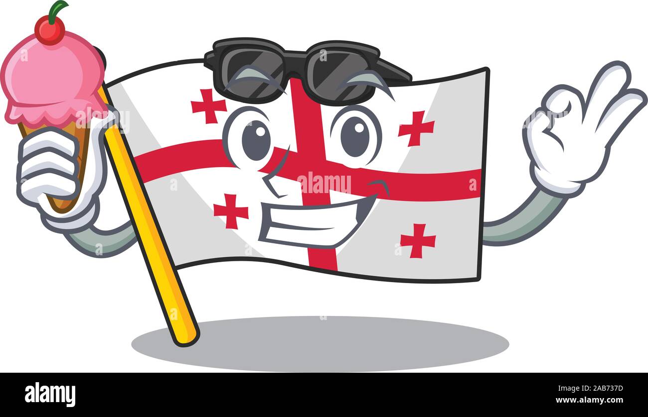 cartoon Mascot featuring flag georgia with ice cream Stock Vector Image ...