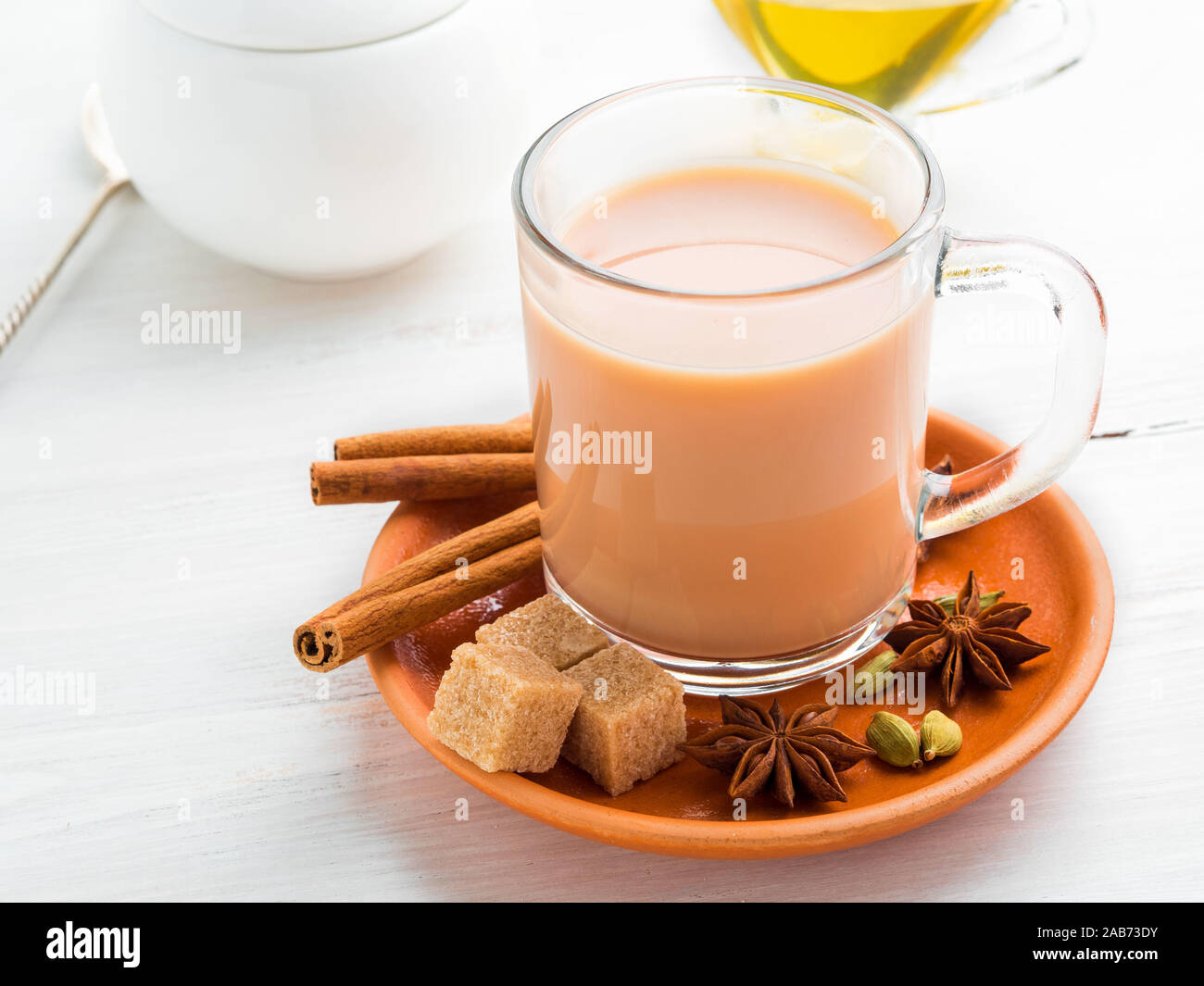 Masala Indian drink in the festival of Holi. Tea with milk and spices ...