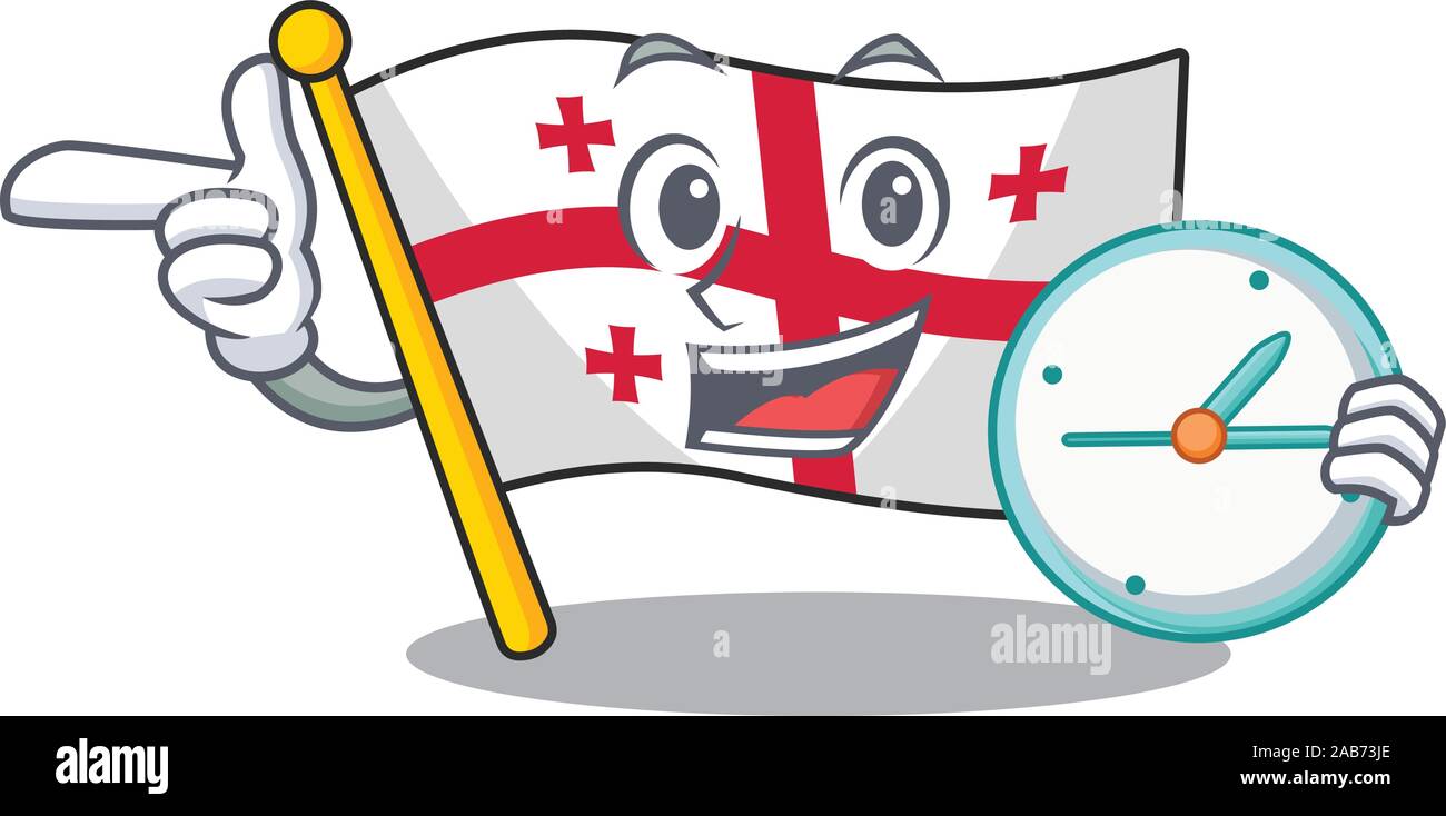 With clock smiling flag georgia cartoon character style Stock Vector ...