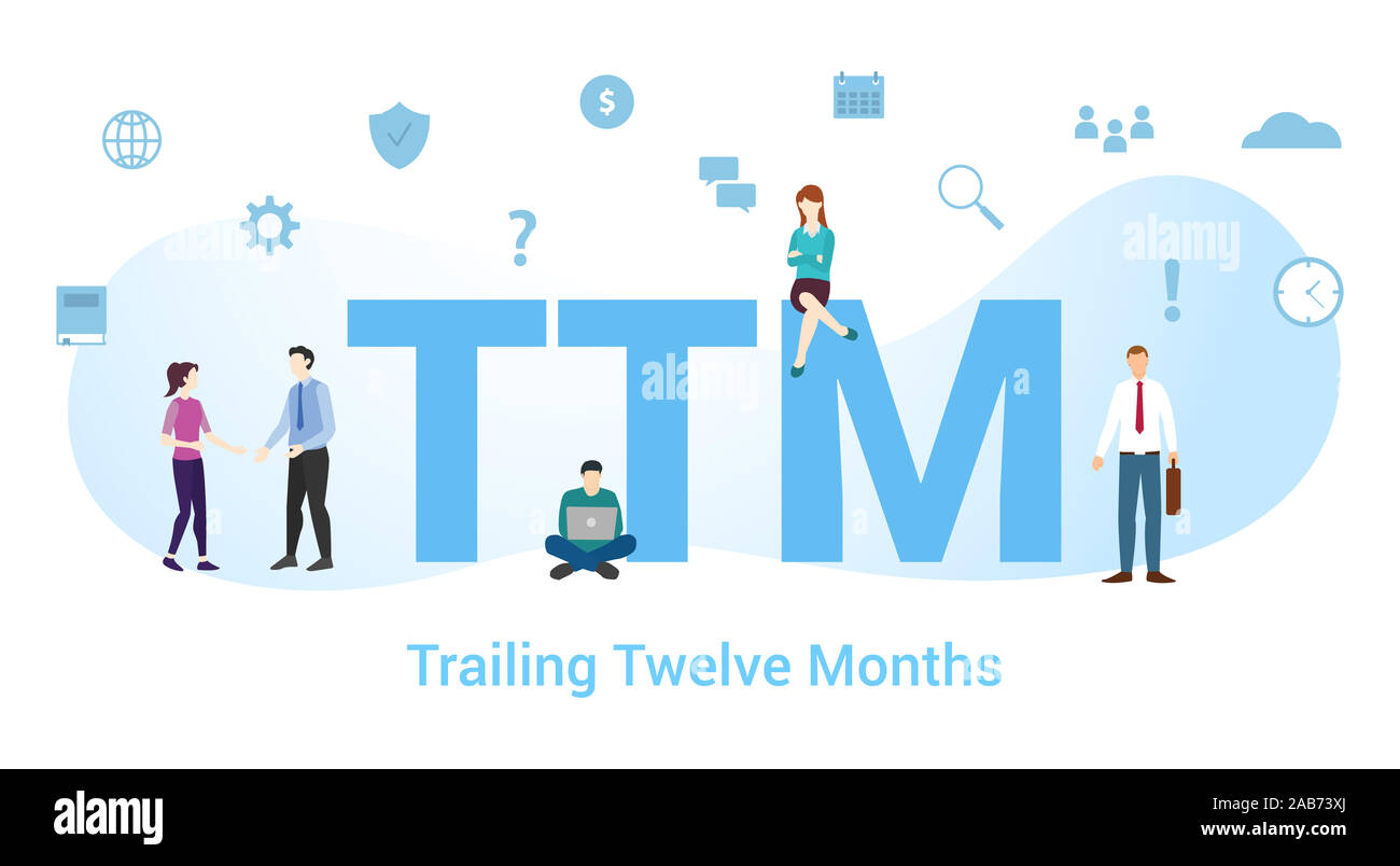 ttm trailing twelve month concept with big word or text and team people ...