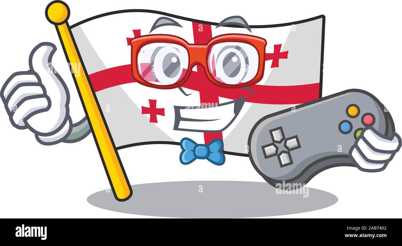 cute geek gamer flag georgia cartoon character style Stock Vector Image ...
