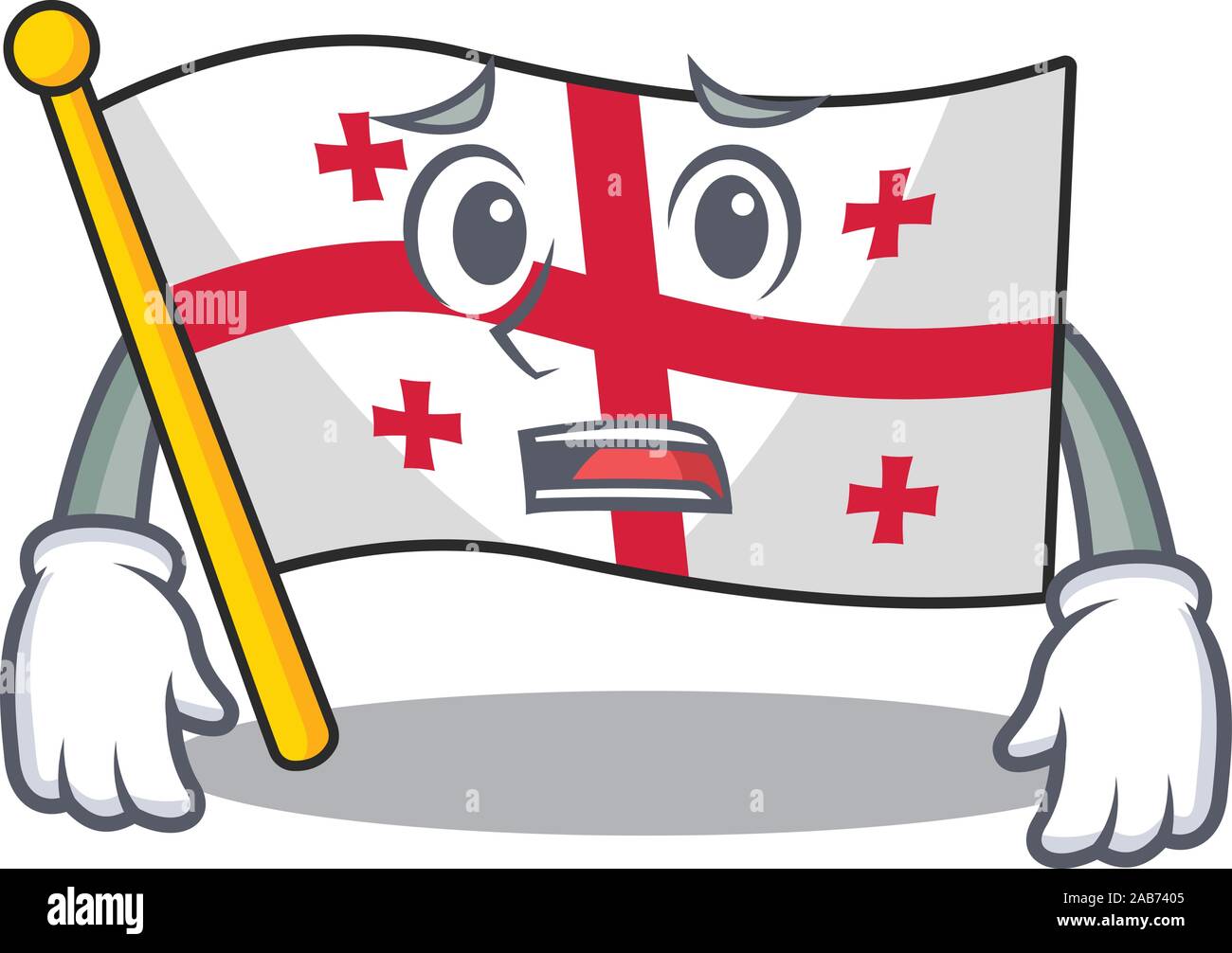 Flag georgia Cartoon character showing afraid look face Stock Vector ...