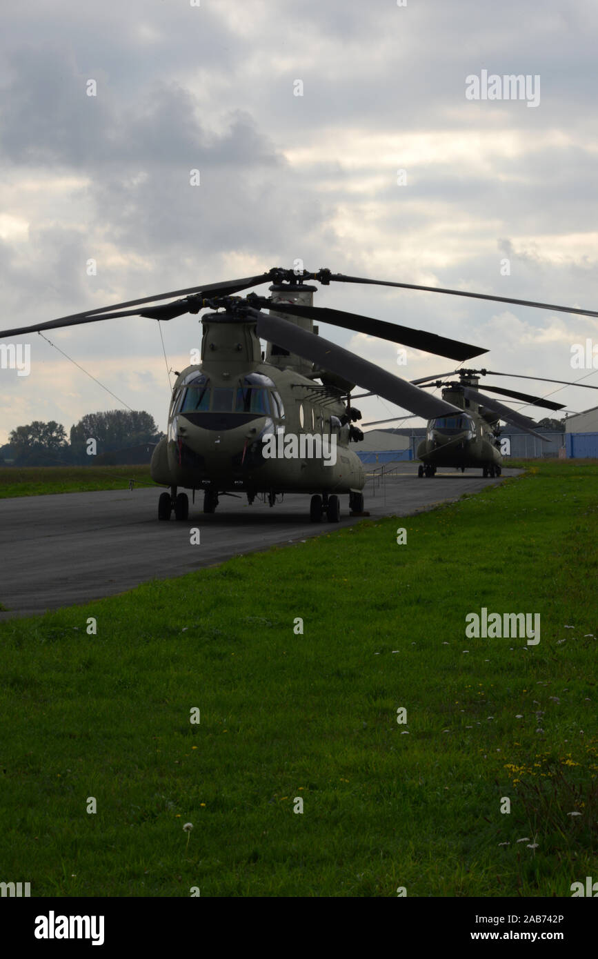 U.S. Army CH-47 Chinook helicopters from the 3rd Combat Aviation ...