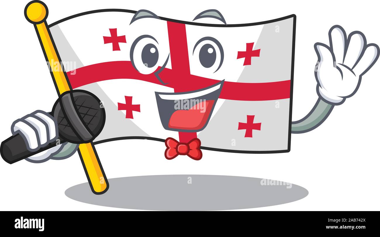 cartoon Singing flag georgia while holding a microphone Stock Vector ...