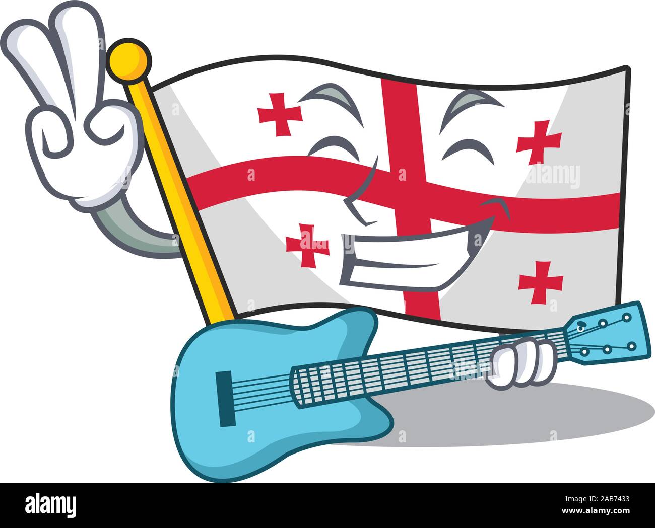 Supper cool flag georgia cartoon character performance with guitar ...