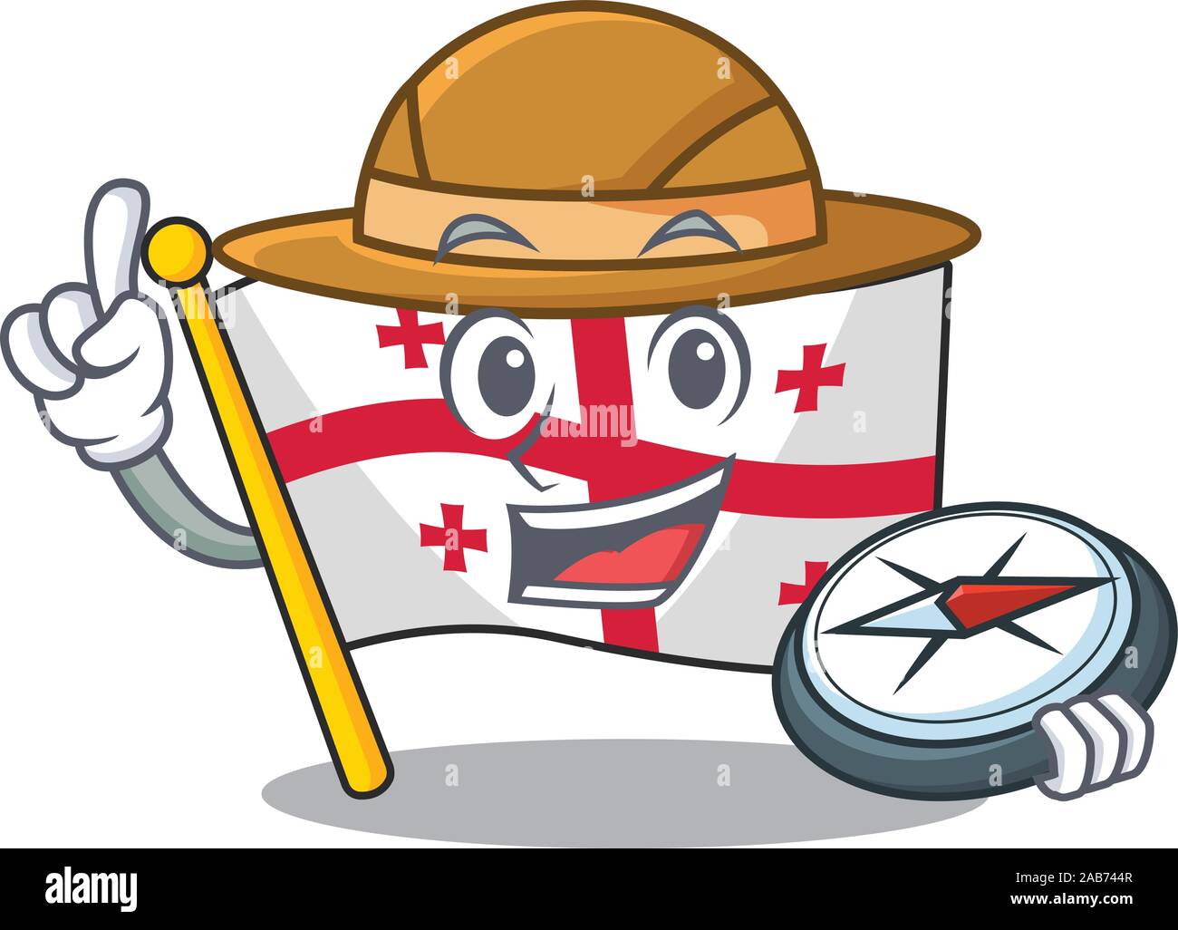 Explorer flag georgia cartoon character holding a compass Stock Vector ...