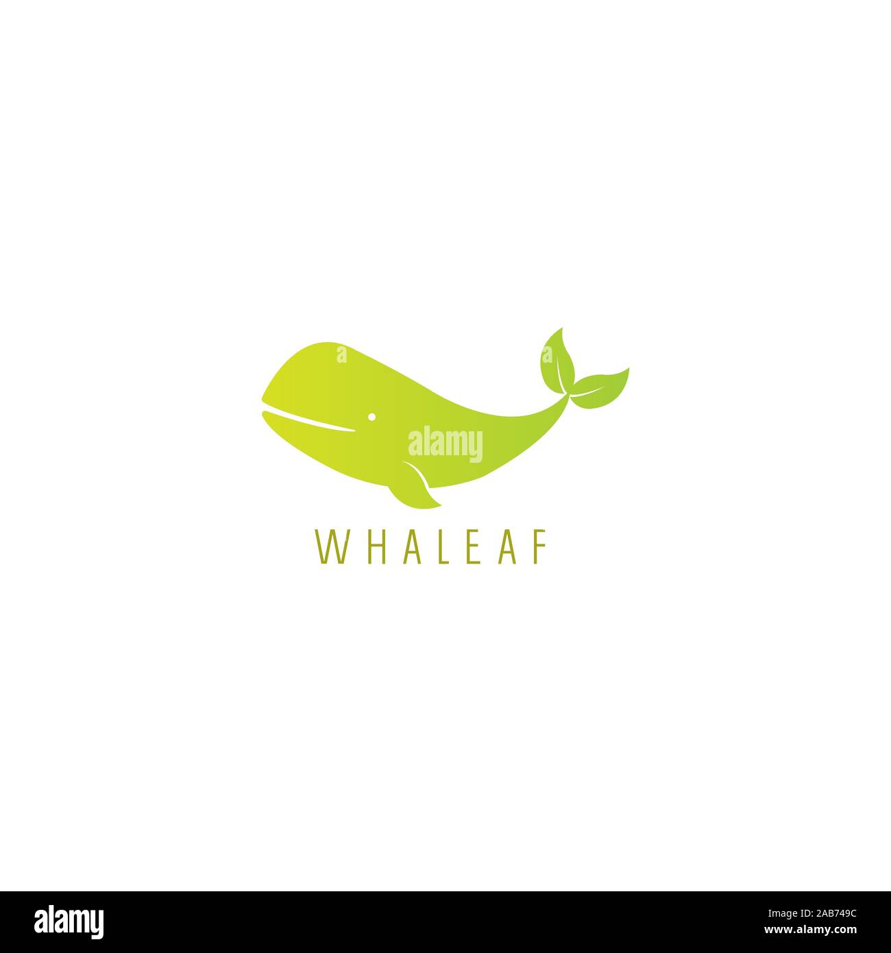 modern geometric logo of whale fish and leaf, nature whale logo. with ...