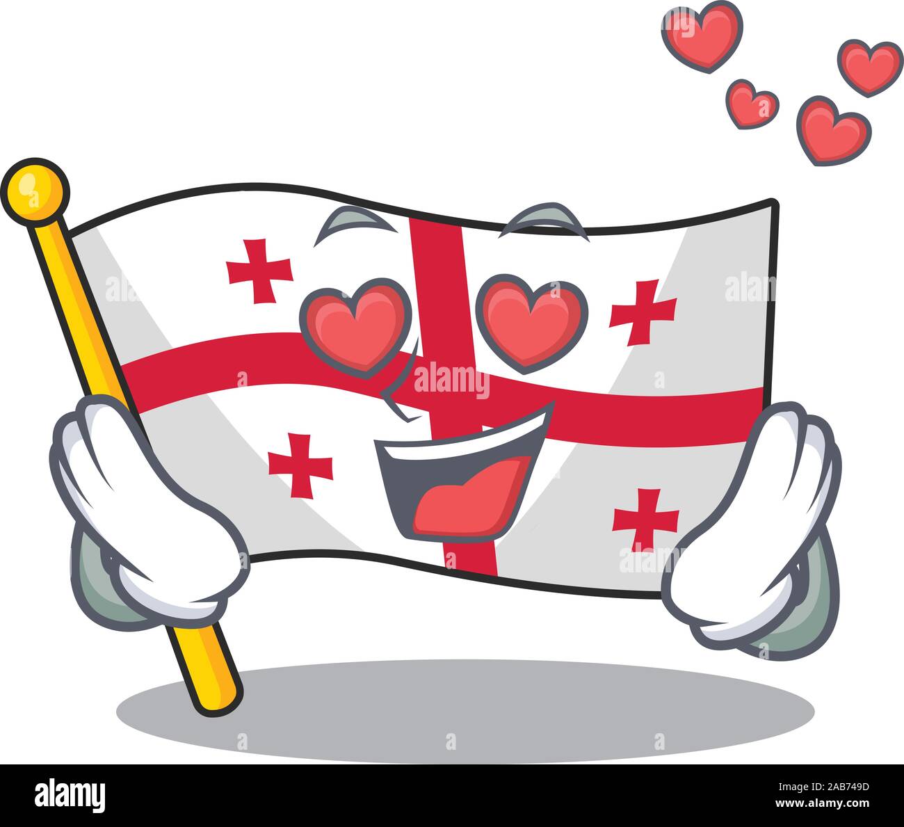 falling In love Happy cute flag georgia cartoon design Stock Vector ...