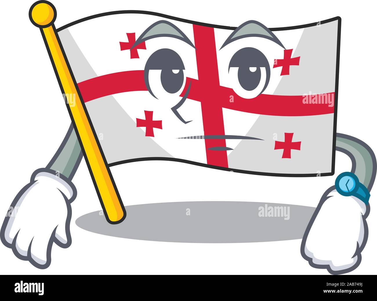 Waiting flag georgia on cartoon character mascot design Stock Vector ...