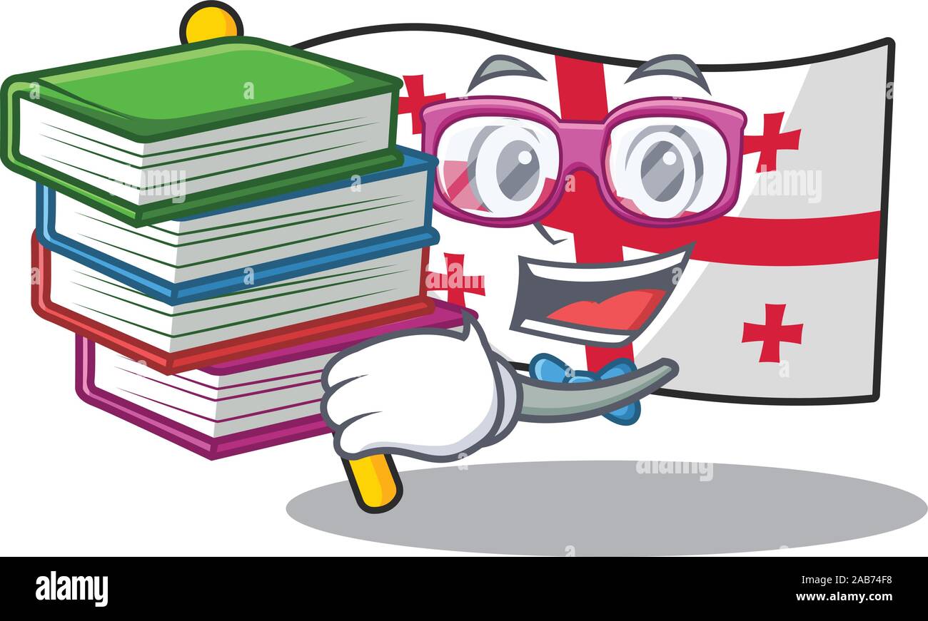 Student with book flag georgia mascot cartoon character style Stock ...