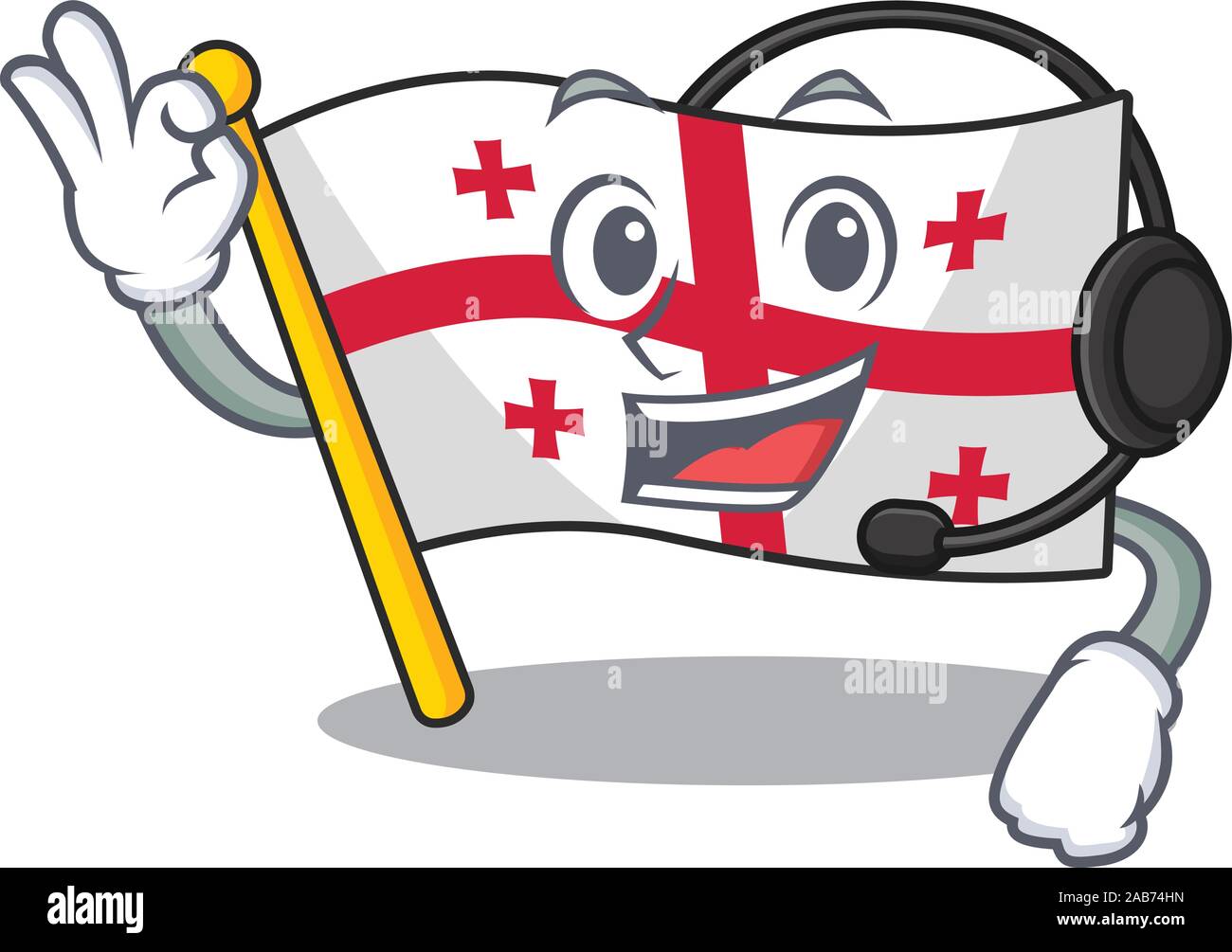 Flag georgia cute cartoon character design with headphone Stock Vector ...