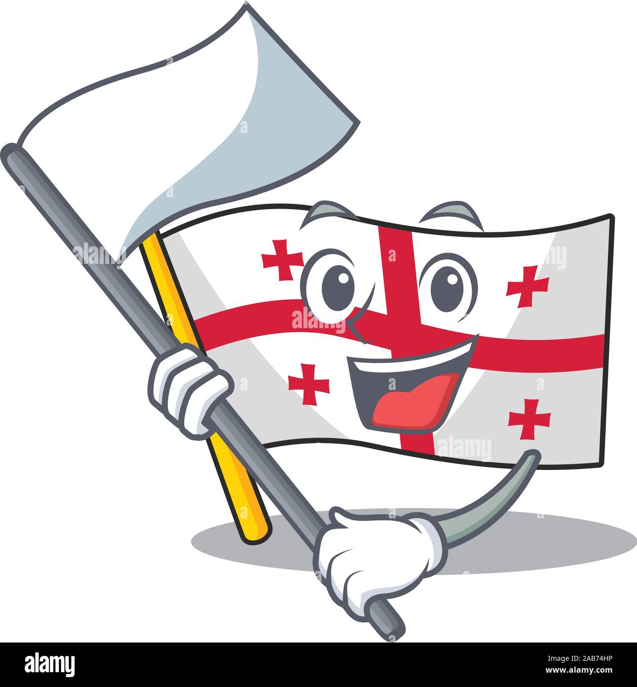 cute flag standing with flag georgia cartoon character style Stock ...