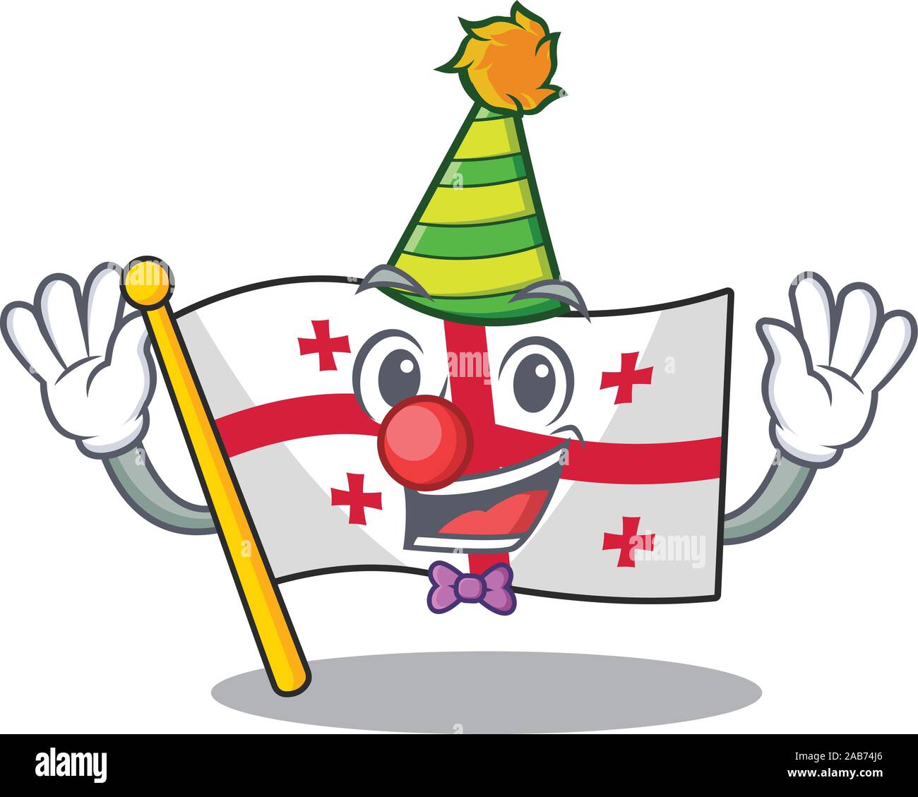Cute Clown flag georgia placed on cartoon character mascot design Stock ...