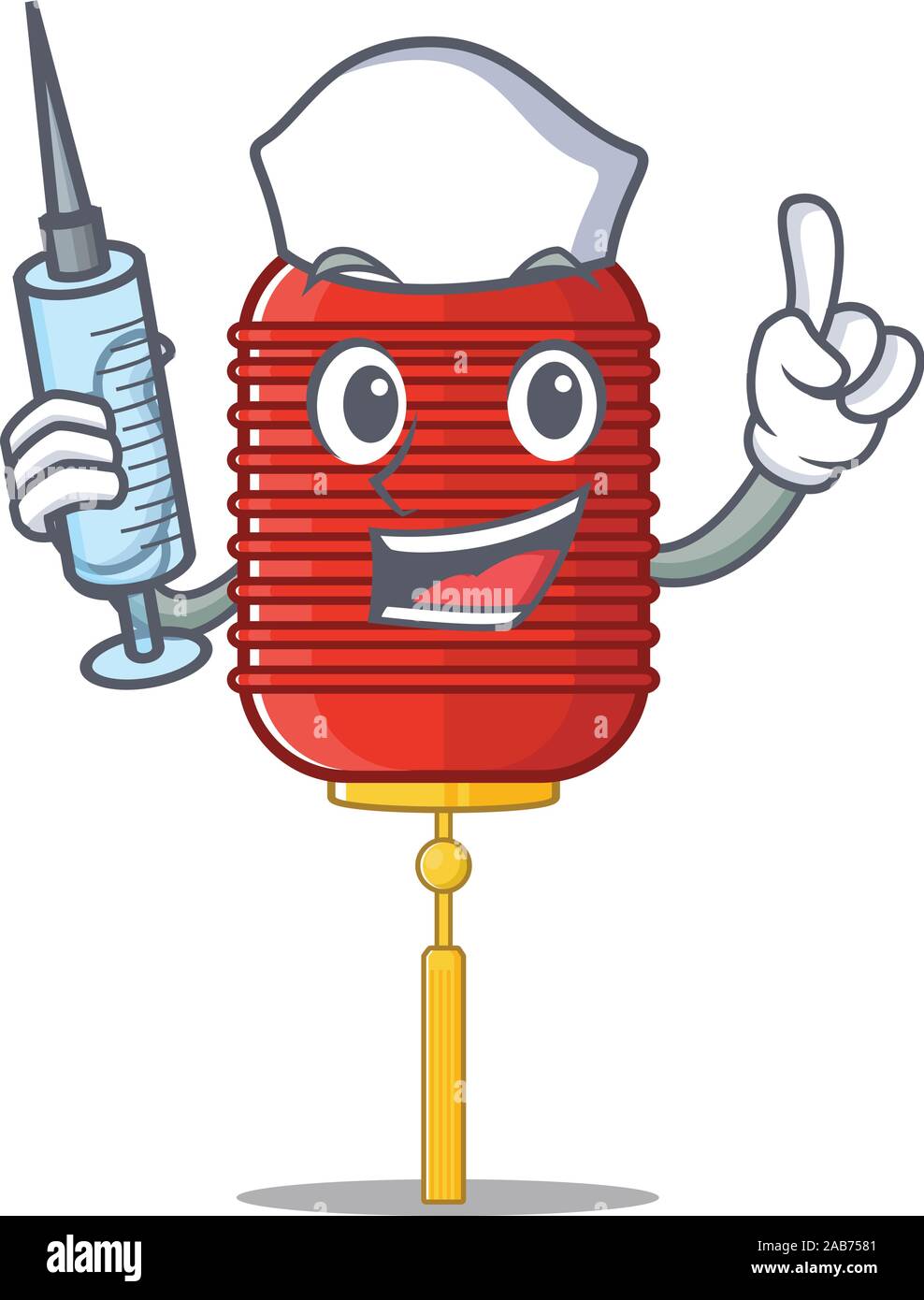 Cute Nurse chinese lantern character cartoon style with syringe Stock ...
