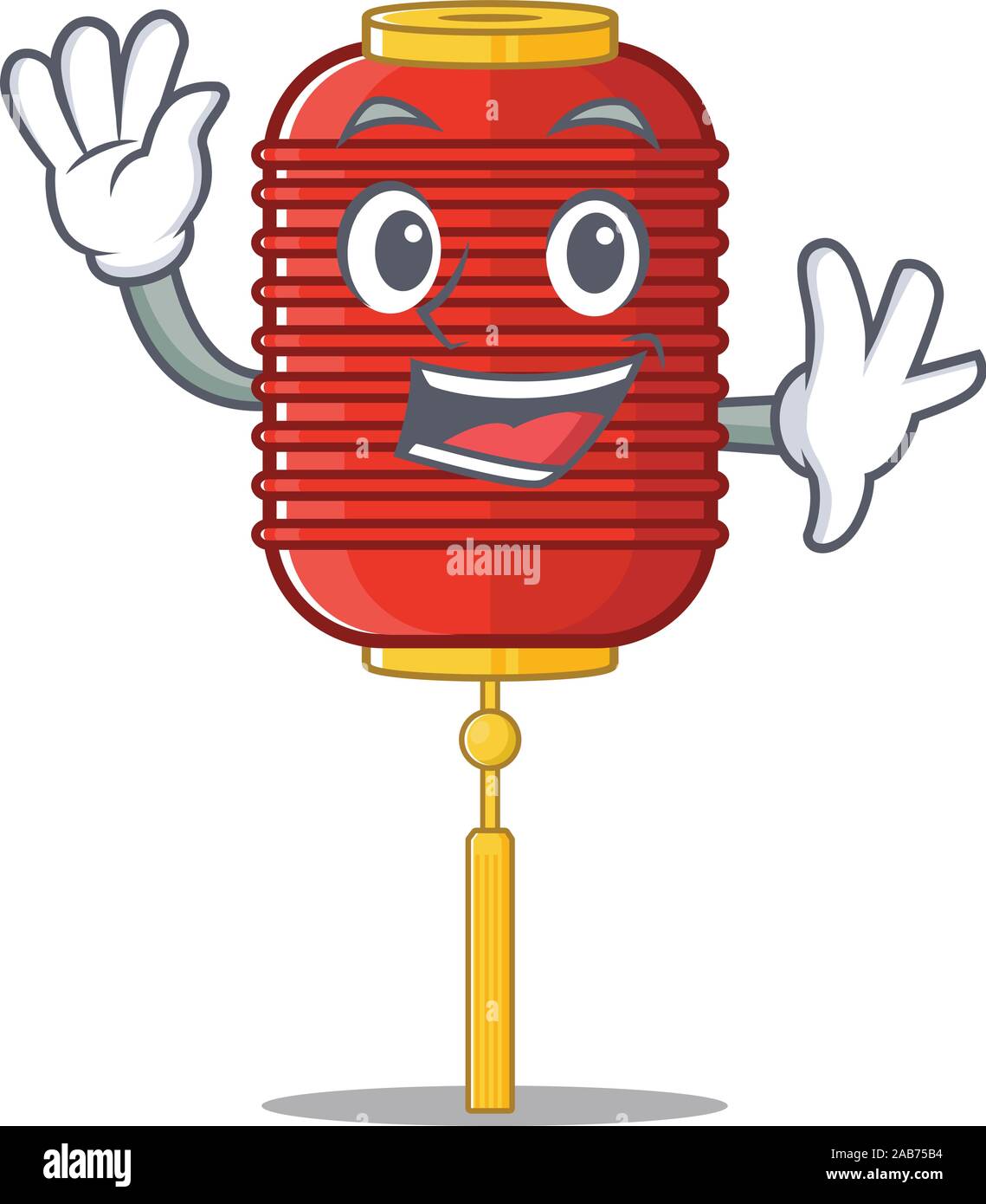 Waving cute smiley chinese lantern cartoon character style Stock Vector ...