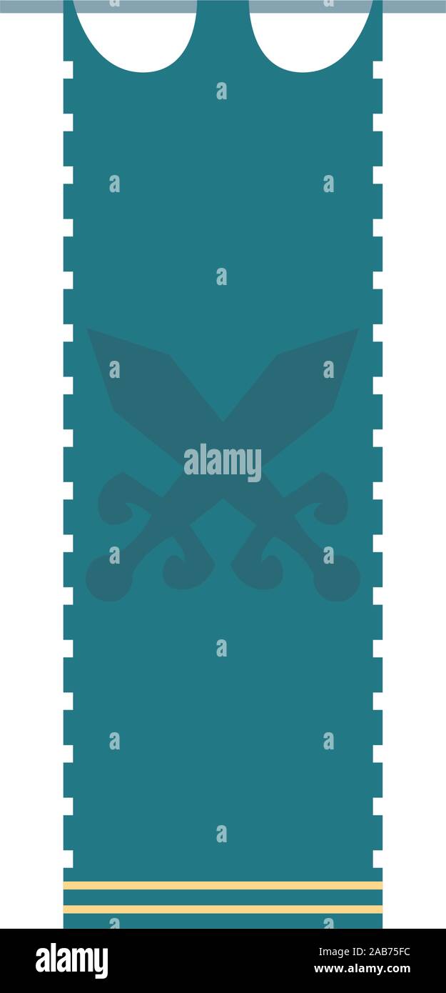 medieval hanging pennant with swords flat style icon vector ...