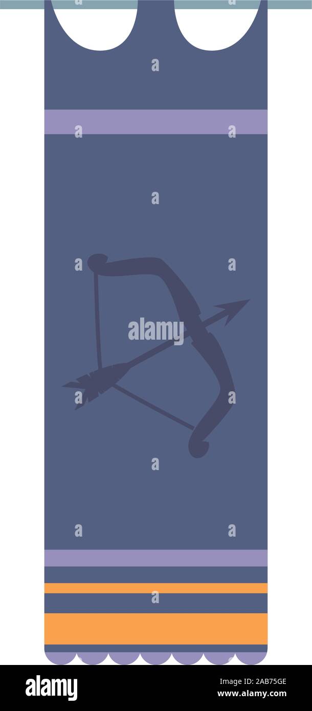 medieval hanging pennant with arch flat style icon vector illustration ...