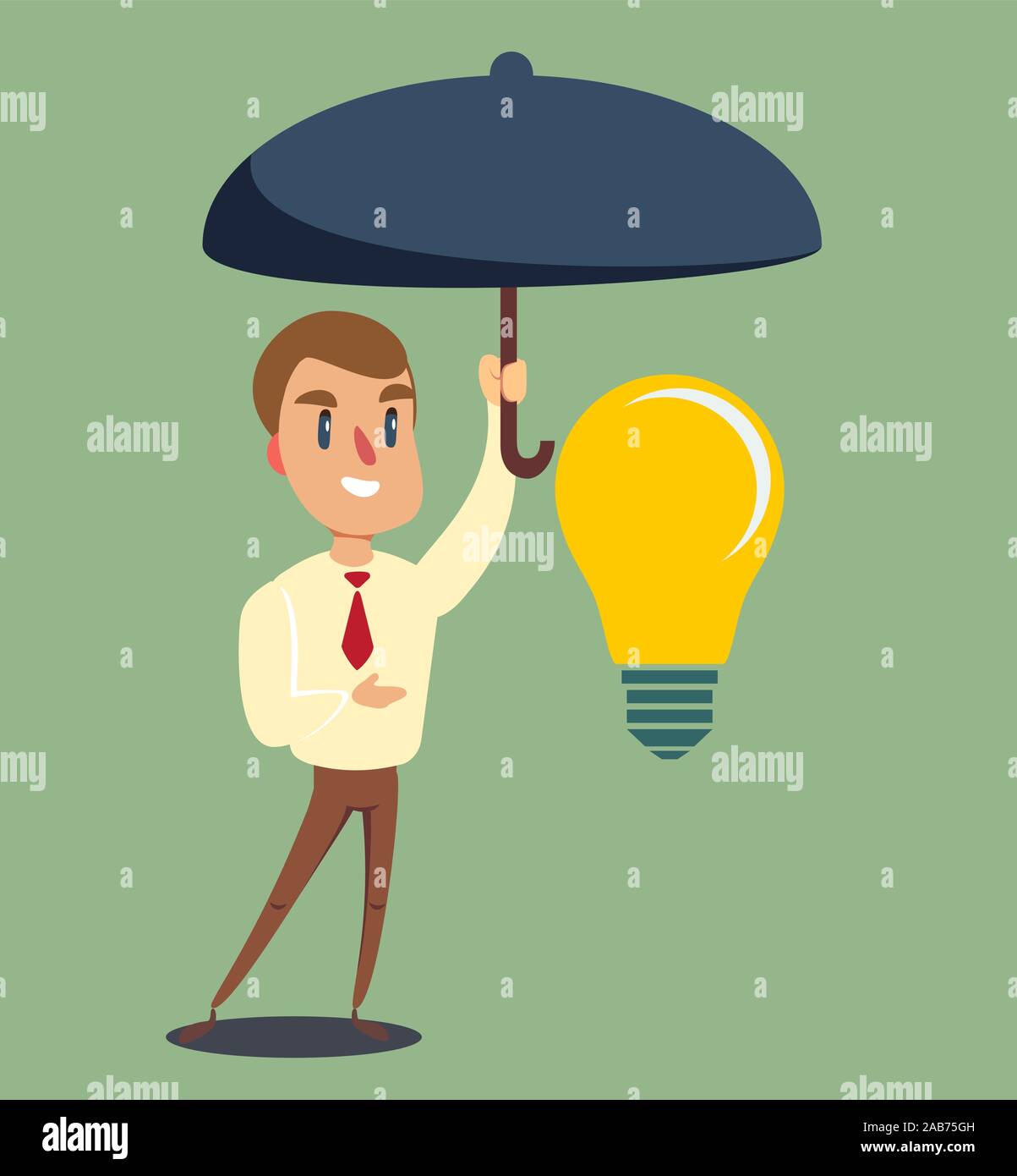 Businessman holding umbrella to protect idea. Financial, insurance ...