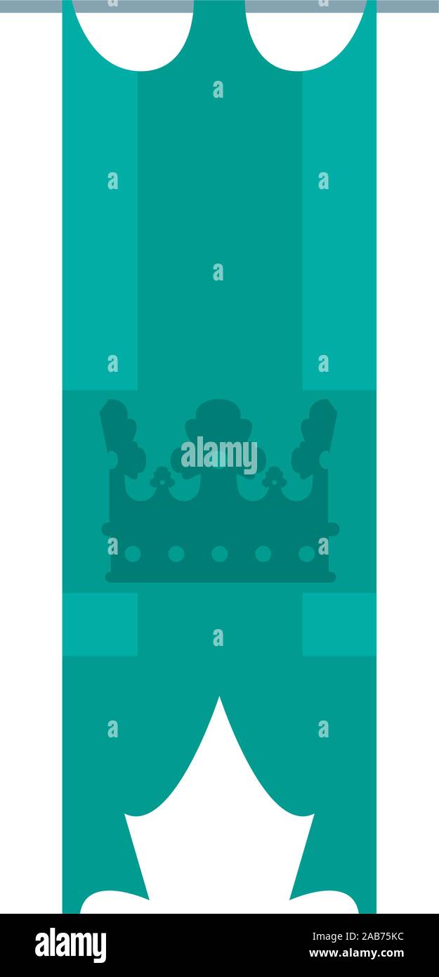 medieval hanging pennant with crown flat style icon vector illustration ...