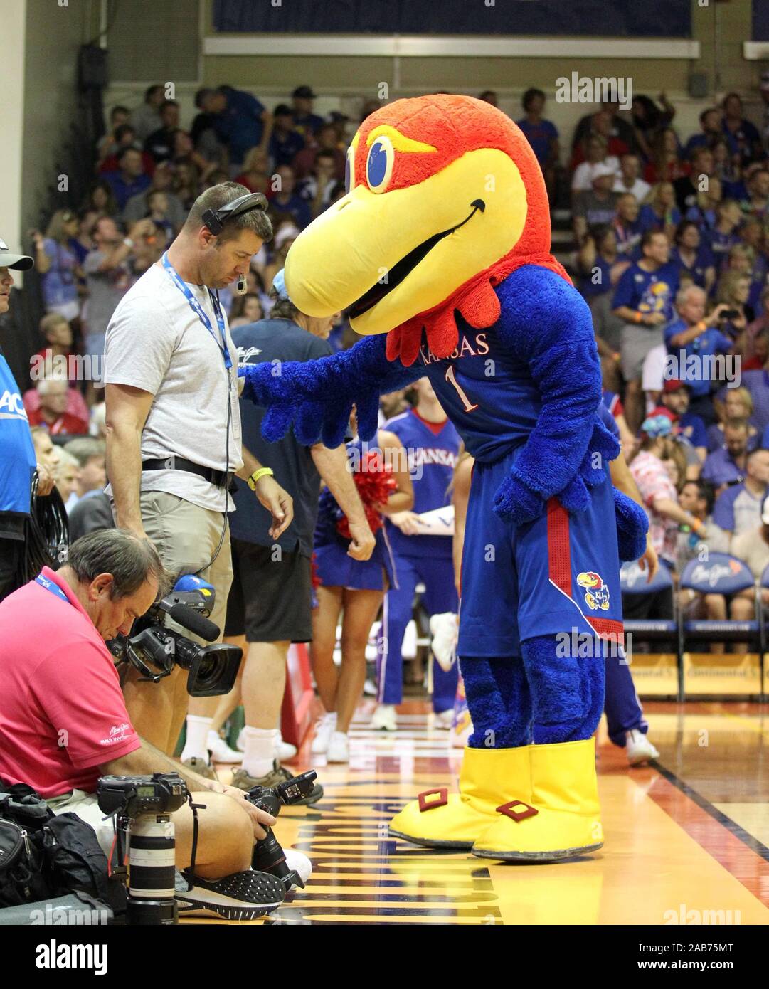 November 23, 2019 - The Kansas mascot has fun with a camera man during ...