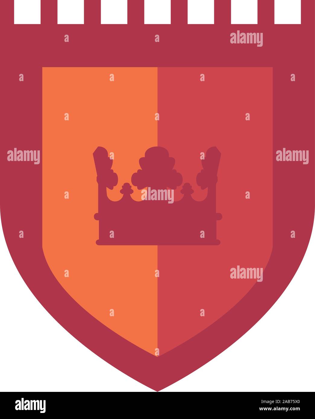 medieval shield with crown flat icon vector illustration design Stock ...