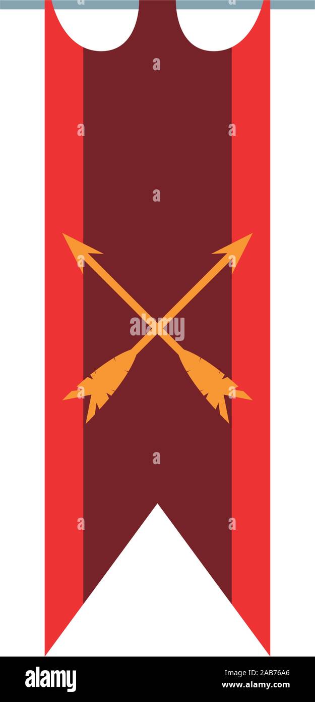medieval hanging pennant with arrows crossed flat style icon vector ...