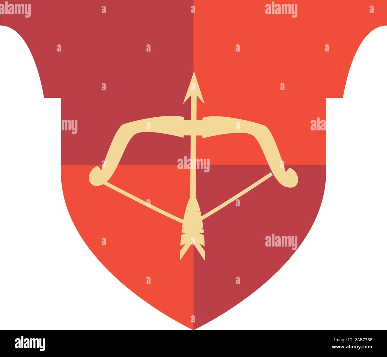 medieval shield with arrow arch flat icon vector illustration design ...
