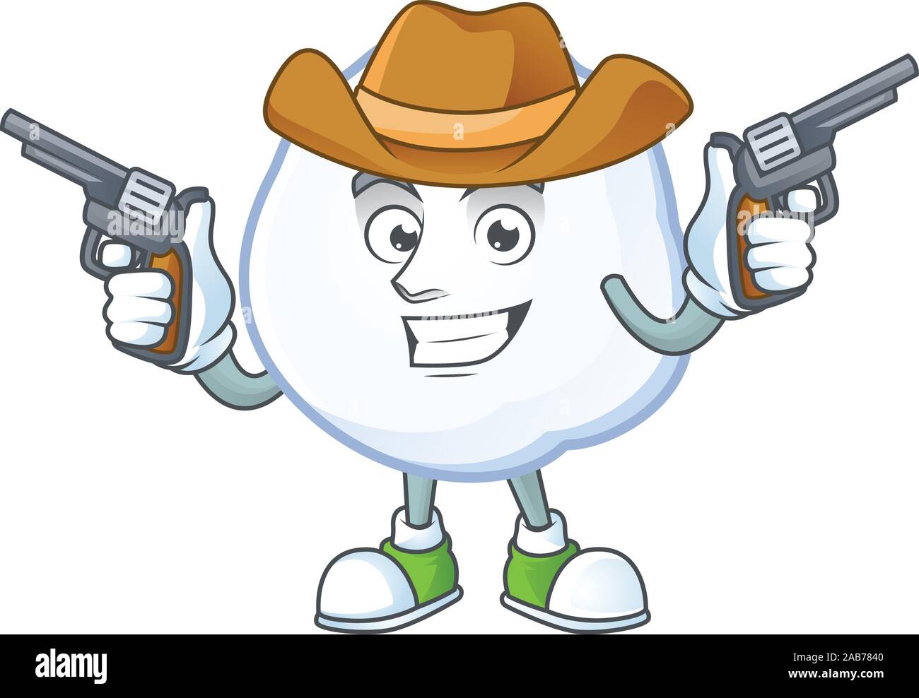 Snowball cartoon character as a Cowboy holding guns Stock Vector Image ...