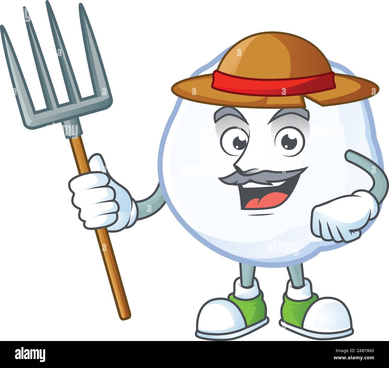 Farmer snowball cartoon character with hat and tools Stock Vector Image ...