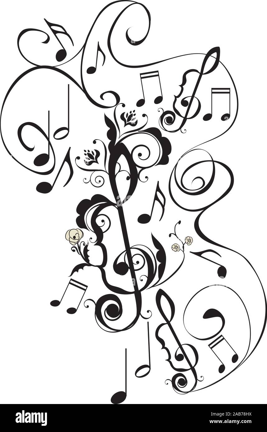 Abstract musical background with music notes and floral Stock Vector ...