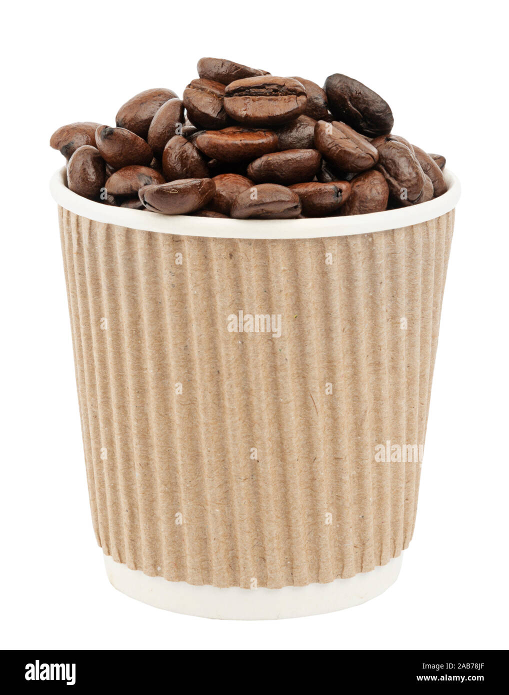 Paper cup with coffee beans isolated on white background Stock Photo ...