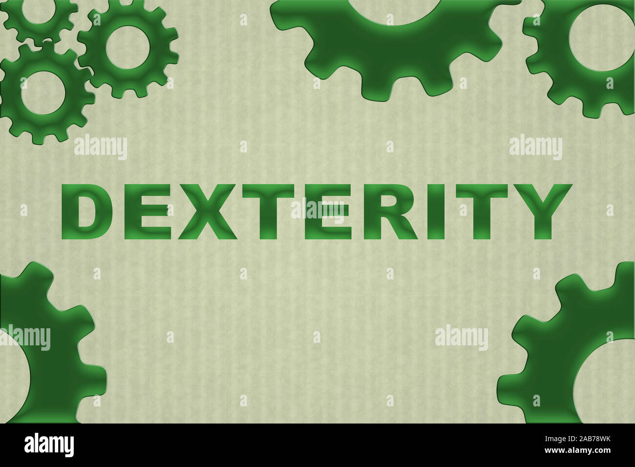 DEXTERITY sign concept illustration with green gear wheel figures on ...