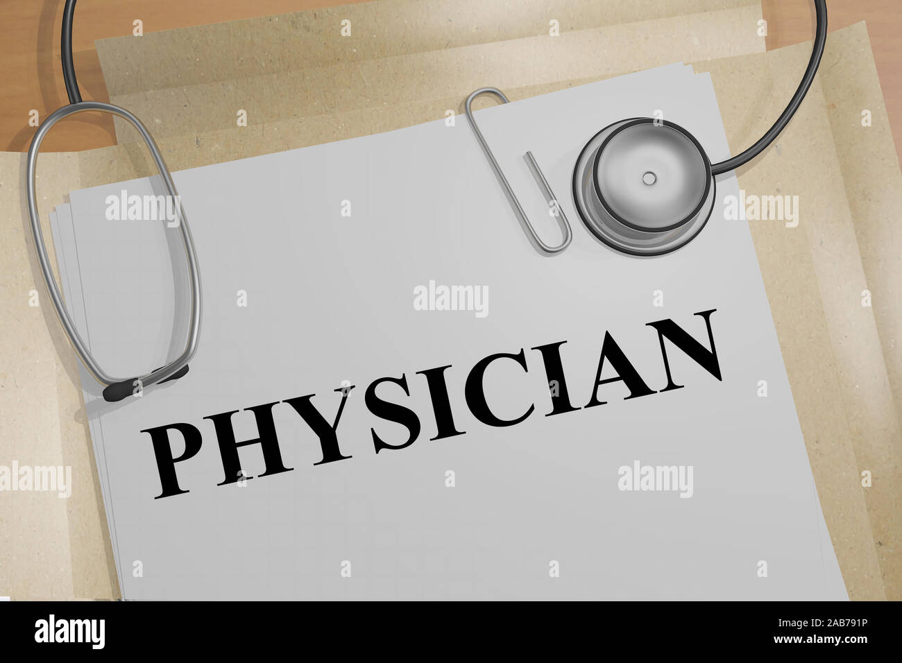 3D illustration of PHYSICIAN title on a medical document Stock Photo ...