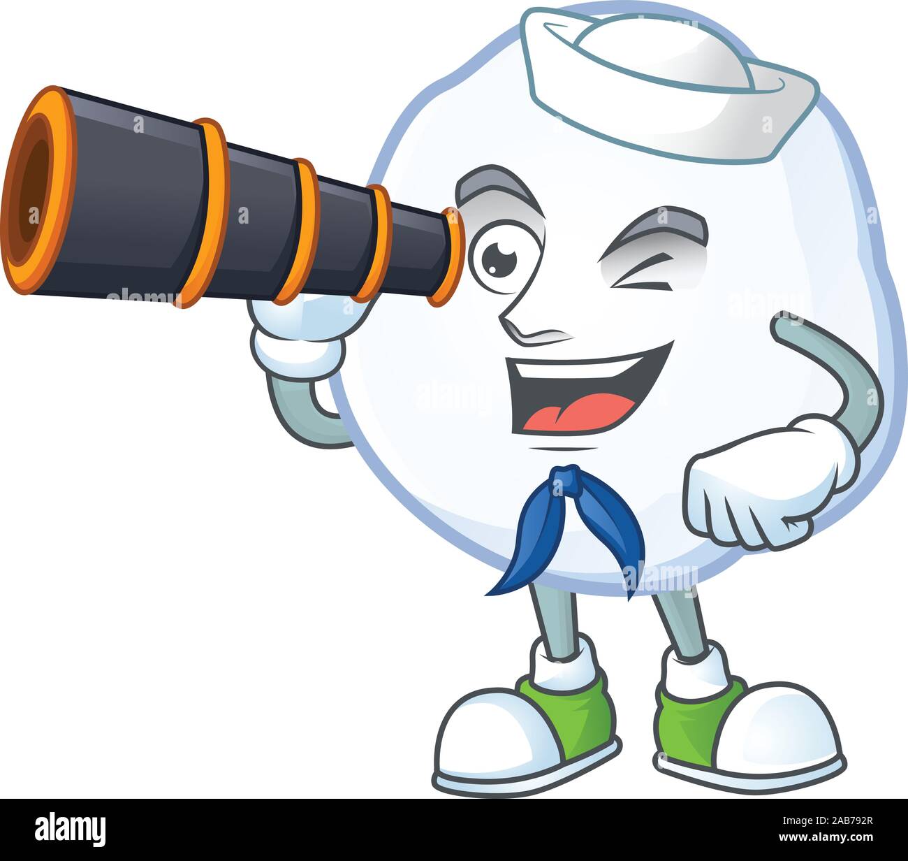 Smiling happy Sailor with binocular snowball cartoon design Stock ...