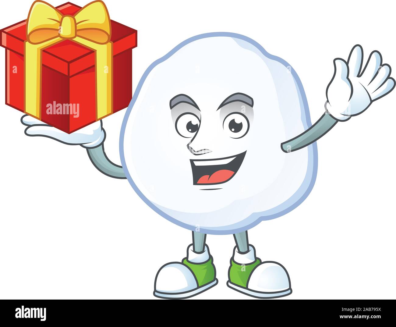 Mascot of snowball character up a gift Stock Vector Image & Art - Alamy