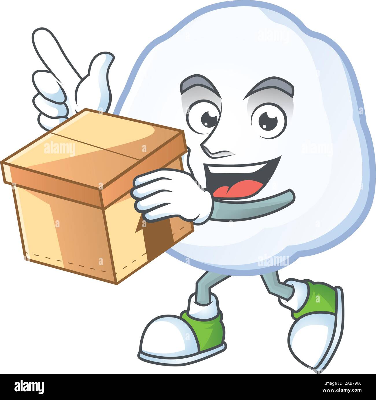 With box Super Funny snowball cartoon character style Stock Vector ...